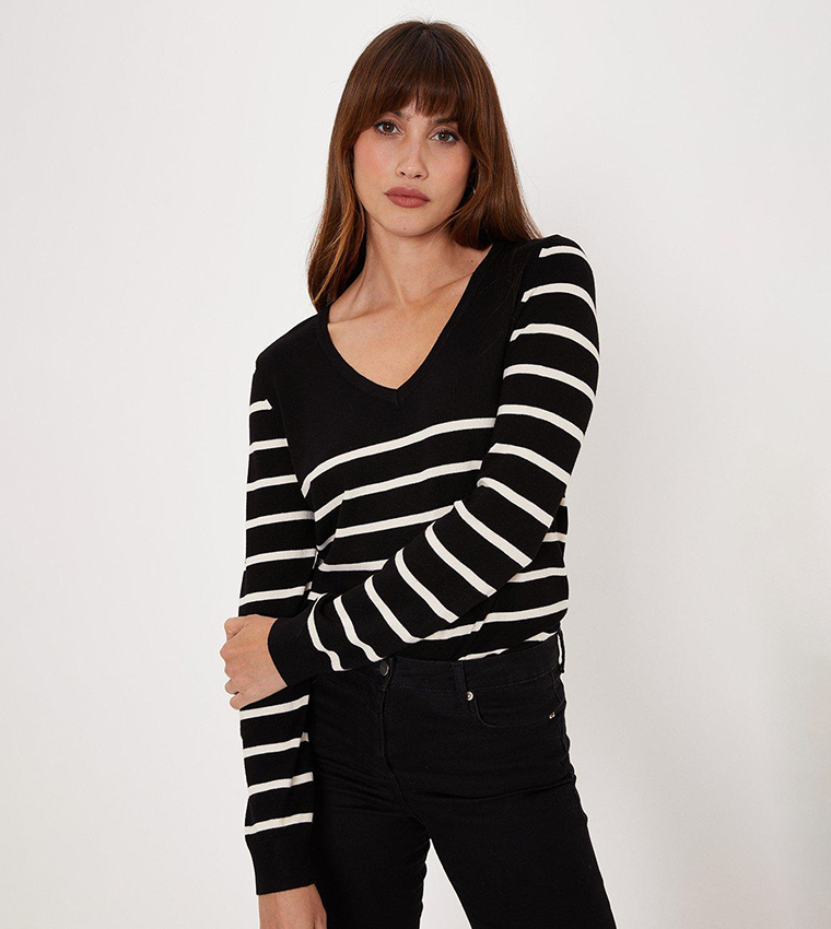 Buy Oasis Classic Stripe V Neck Sweater In Multiple Colors 6thstreet