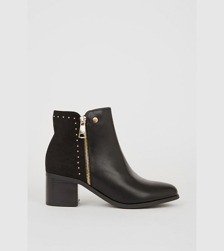 Buy Oasis Mini Stud Block Heel Ankle Boots In Black | 6thStreet Bahrain