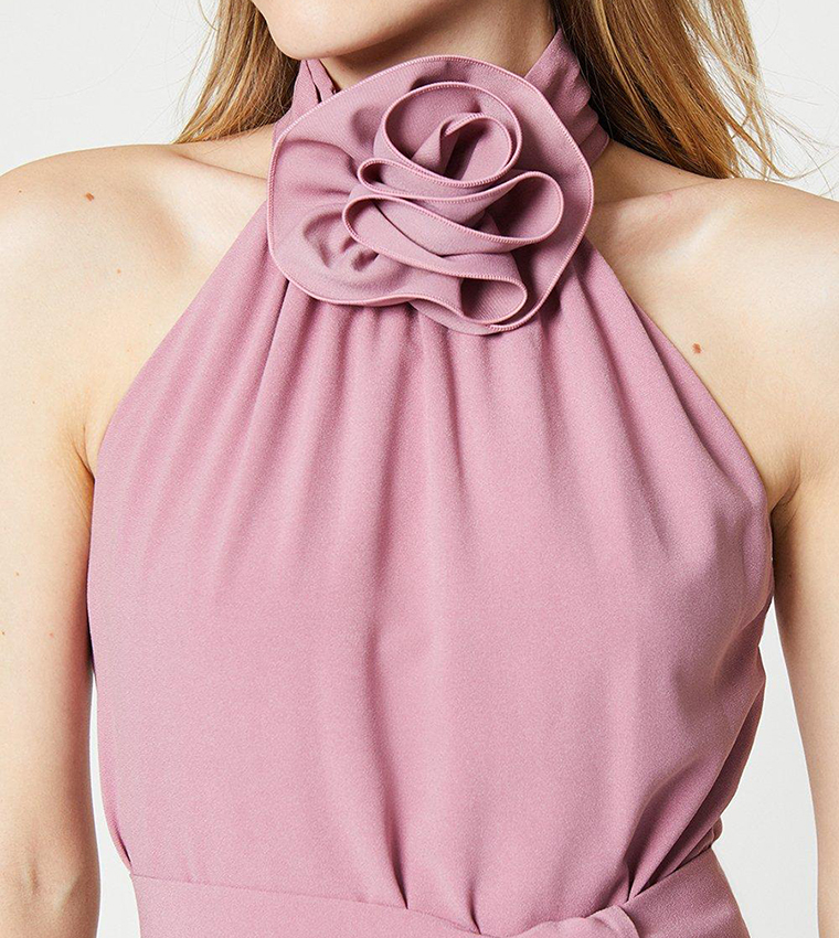 Buy Oasis Premium Crepe Corsage Pleated Midi Dress In Mauve | 6thStreet ...