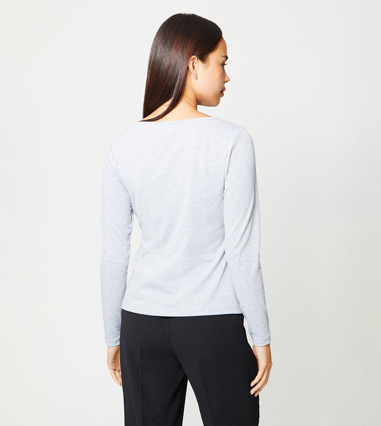 Buy Oasis Petite Plain Slash Neck Jersey Top In Grey | 6thStreet Bahrain