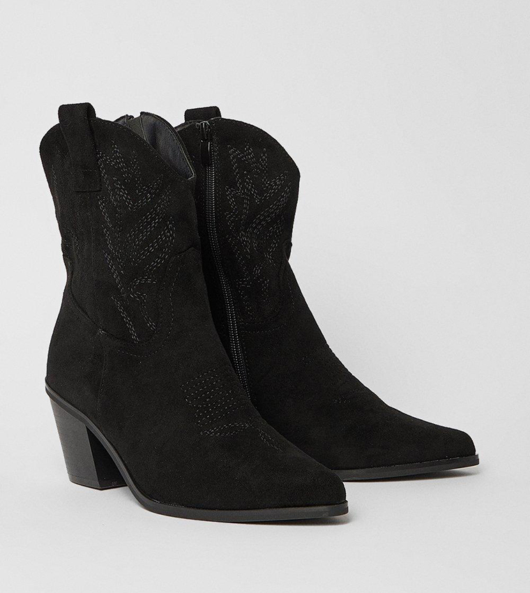 Buy Oasis Pointed Block Heel Cowboy Ankle Boots In Black | 6thStreet UAE