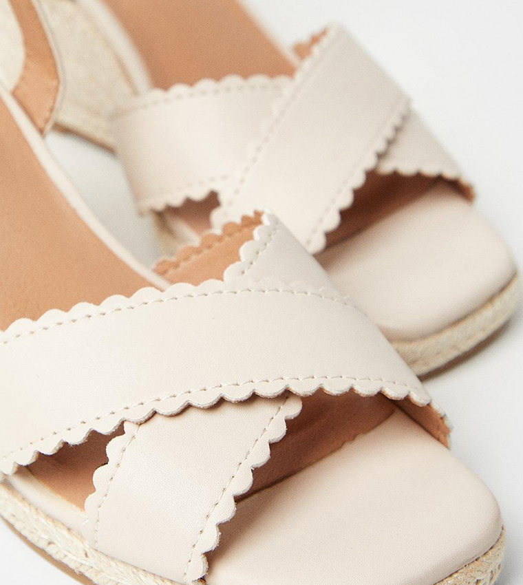 Buy Oasis Georgiana Scalloped Cross Strap Espadrille Sandals In Beige ...