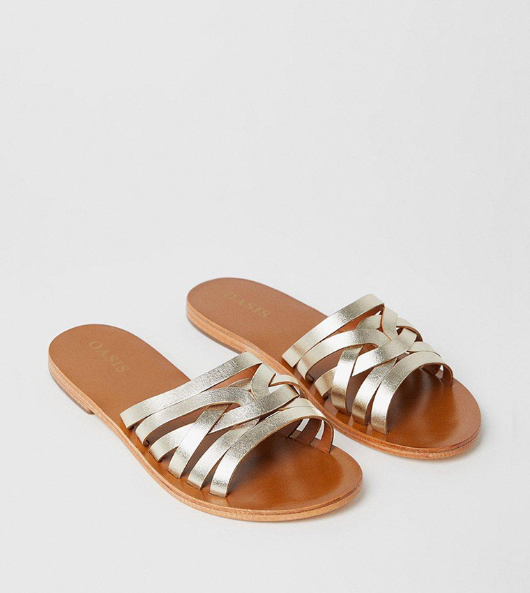 Buy Oasis Imogen Leather Lattice Flat Sandals In Black 6thstreet Uae