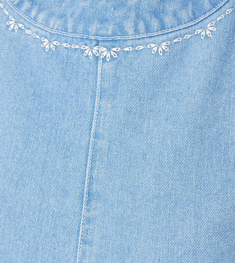 Buy Oasis Embroidered Denim Shell Top In Blue | 6thStreet Saudi Arabia