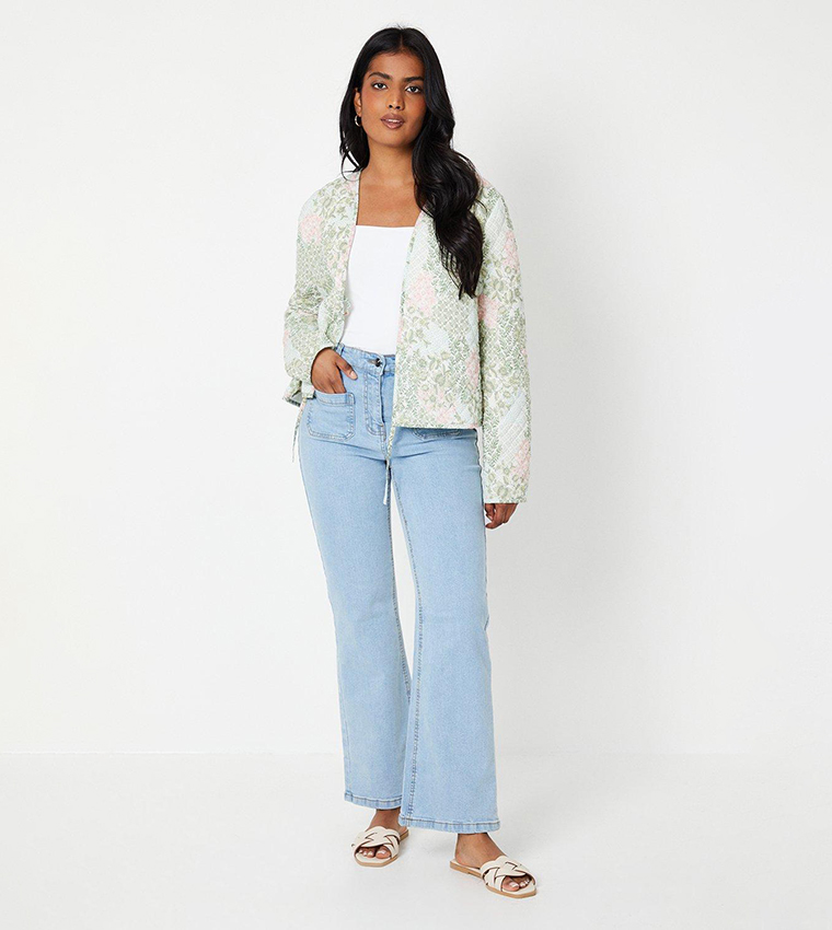 Buy Oasis Printed Tie Front Quilted Jacket In Multiple Colors ...