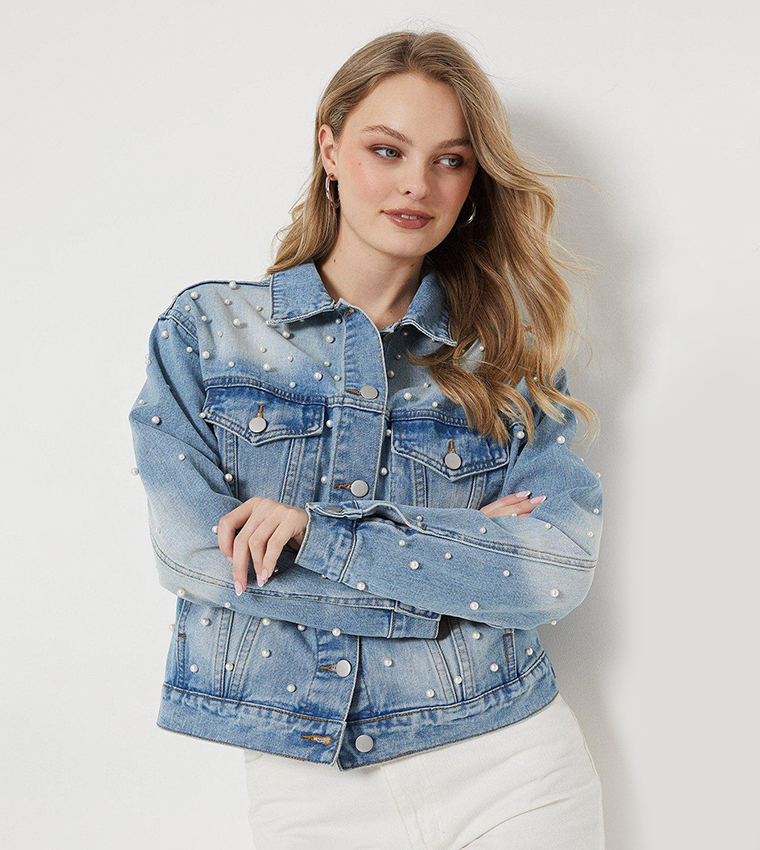 Buy Oasis Pearl Denim Jacket In Blue | 6thStreet Kuwait