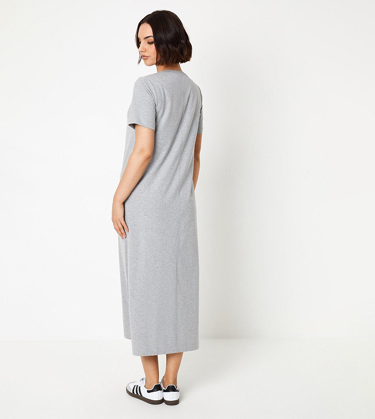 Buy Oasis Solid Trapeze Midi T Shirt Dress In Grey | 6thStreet Saudi Arabia