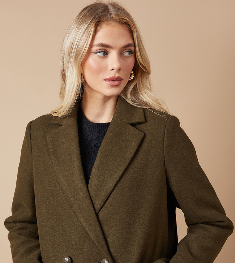 Buy Oasis Longline Faux Wool Blazer Coat In Green | 6thstreet UAE