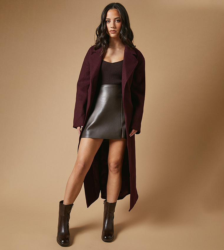 Buy Oasis Mairead Block Heel High Shine Platform Ankle Boots In Brown ...