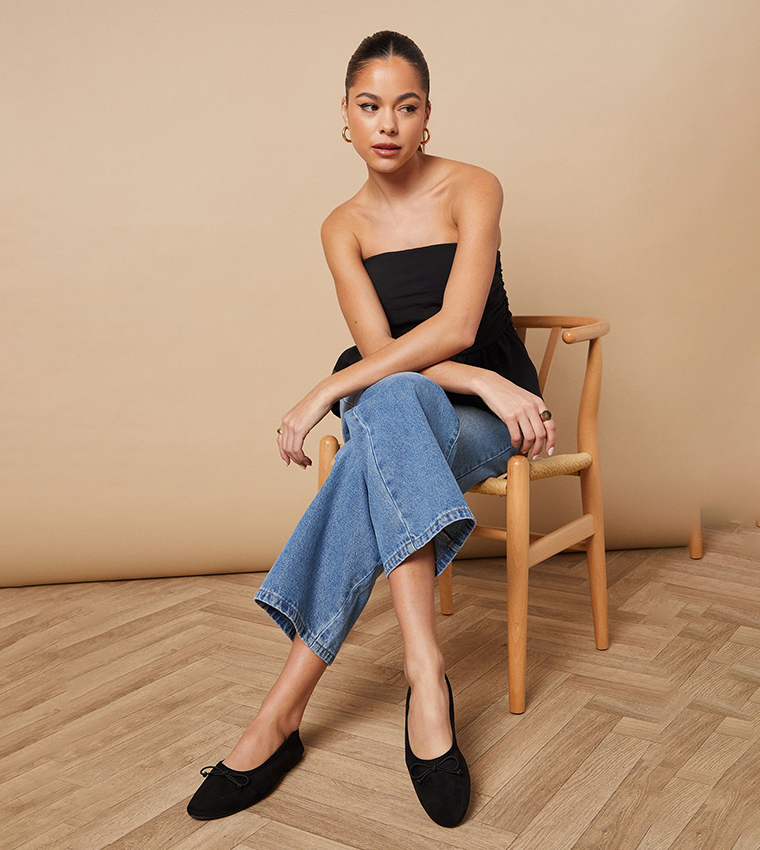 Buy Oasis Outlet Mariselle Faux Suede Soft Ballerinas In Black ...