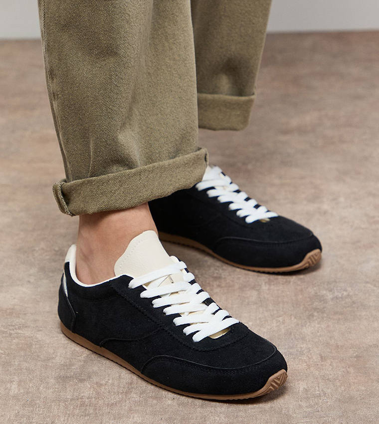 Buy Oasis Jenny Faux Suede Lace Up Shoes In Black | 6thStreet UAE