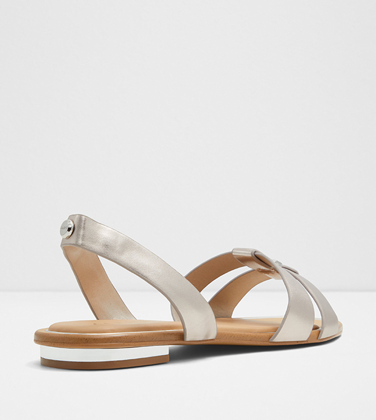 Buy Aldo BALERA Textured Sling Black Flat Sandals In Silver | 6thStreet ...