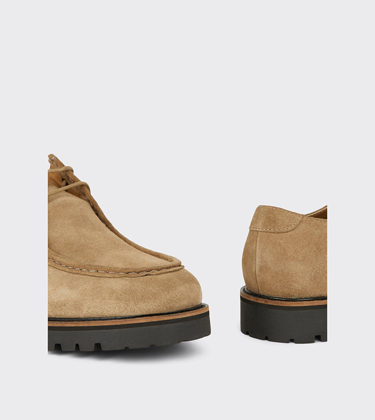 Buy Burton Suede Beige Casual Apron Front Derby Shoes In Beige ...