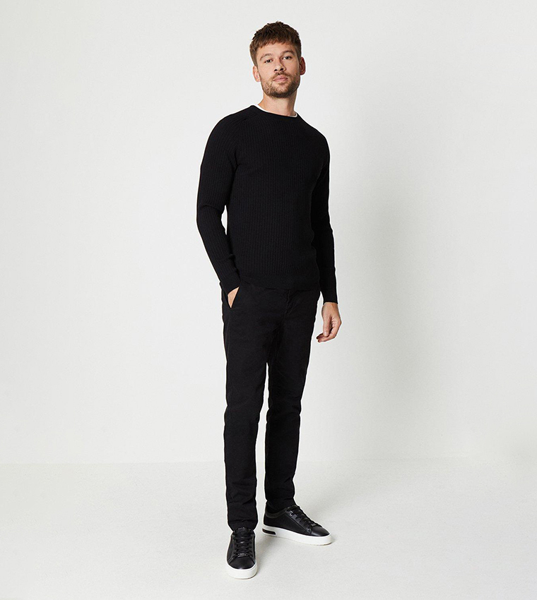 Buy Burton Muscle Fit Ribbed Sweater In Black | 6thStreet Qatar