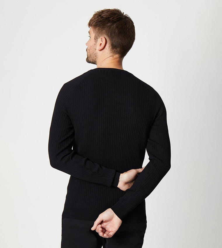 Buy Burton Muscle Fit Ribbed Sweater In Black | 6thStreet Qatar