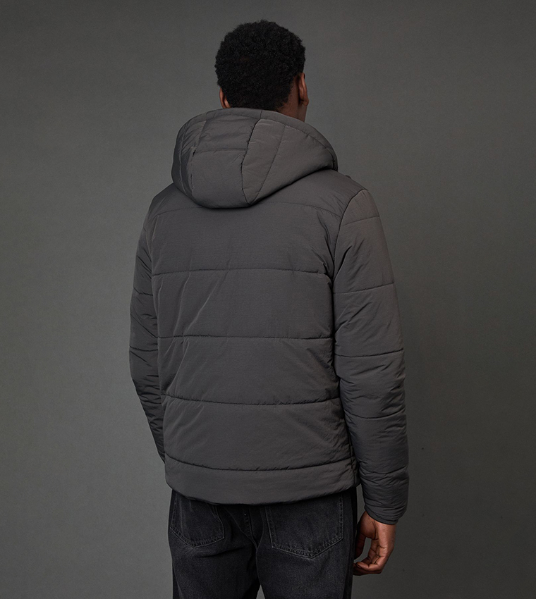 Buy Burton Quilted Padded Hooded Jacket In Grey | 6thStreet UAE
