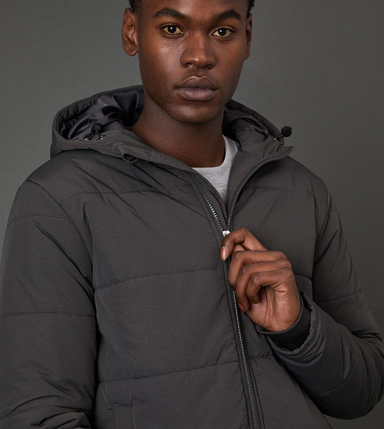 Buy Burton Quilted Padded Hooded Jacket In Grey | 6thStreet UAE