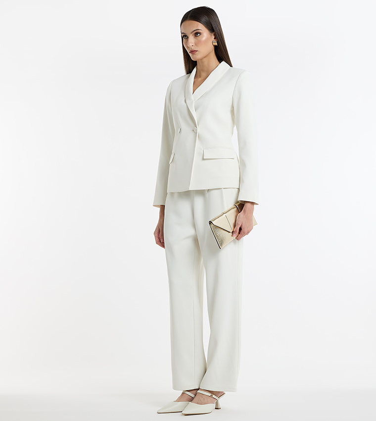 Buy BCBG Detachable Belt Straight Fit Pants In White | 6thStreet UAE