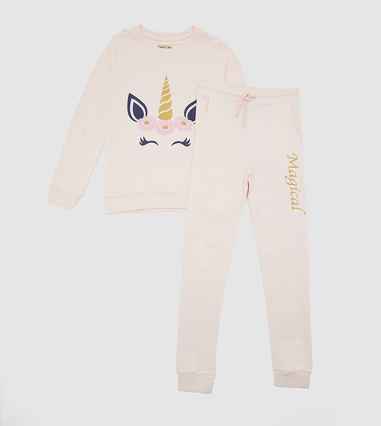 Buy Adams Kids 2 Piece Graphic Jog Set In Coral | 6thStreet UAE