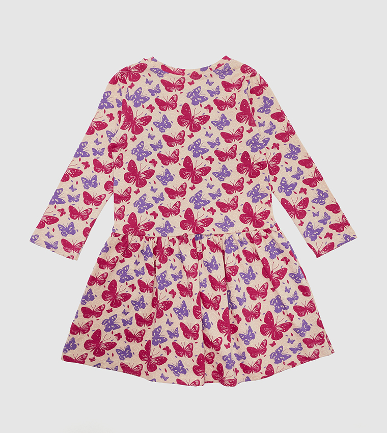 Buy Adams Kids Butterfly Printed Knitted Dress In Coral | 6thStreet ...
