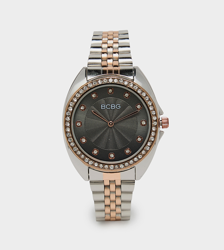 Buy BCBG Embellished Round Dail Analog Watch In Silver | 6thstreet UAE