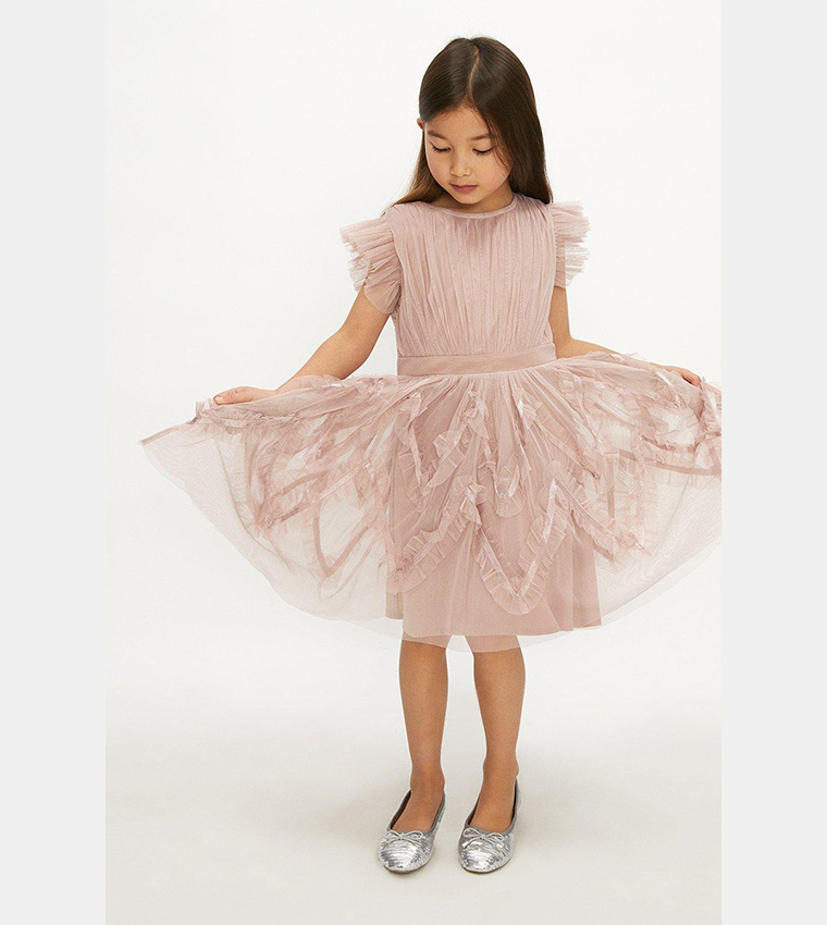 Buy Coast Girls Frill Sleeves Dress In Blush | 6thStreet Qatar