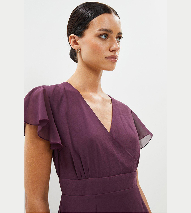 Buy Coast Tiered Hem Ruffle Maxi Dress In Berry | 6thStreet Qatar