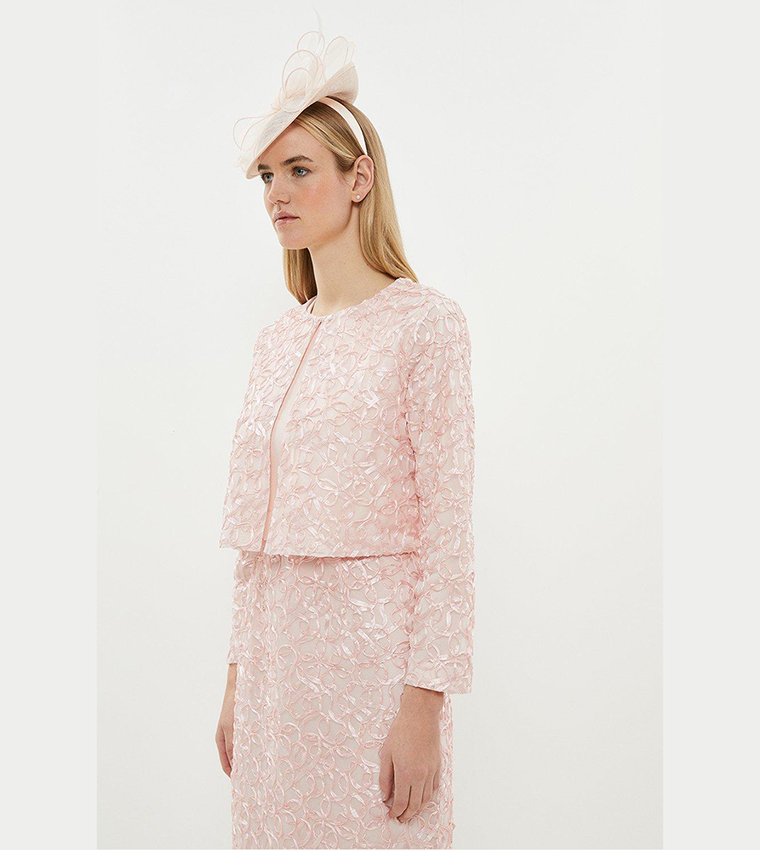 Buy Coast Ribbon Embroidered Edge To Edge Jacket In Blush | 6thStreet Qatar