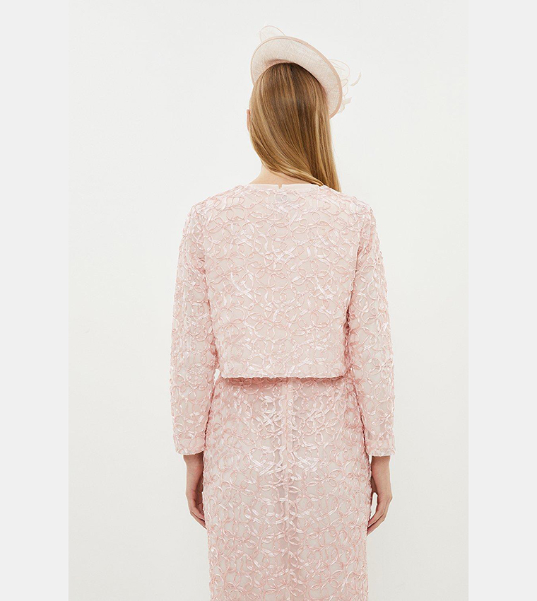 Buy Coast Ribbon Embroidered Edge To Edge Jacket In Blush | 6thStreet Qatar