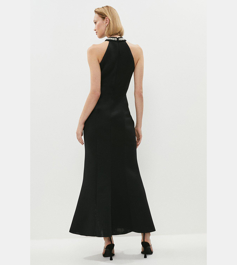 Buy Coast Gem Halter Neck Scuba Maxi Dress In Black | 6thStreet Kuwait
