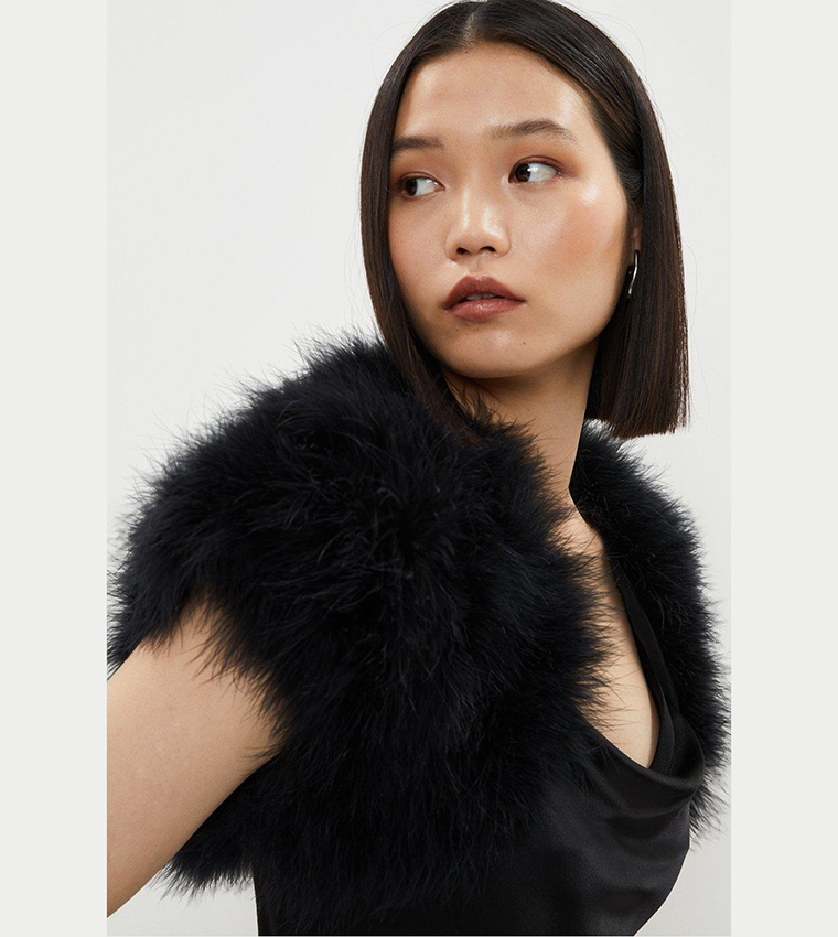 Buy Coast Cropped Feather Bolero In Black | 6thStreet UAE