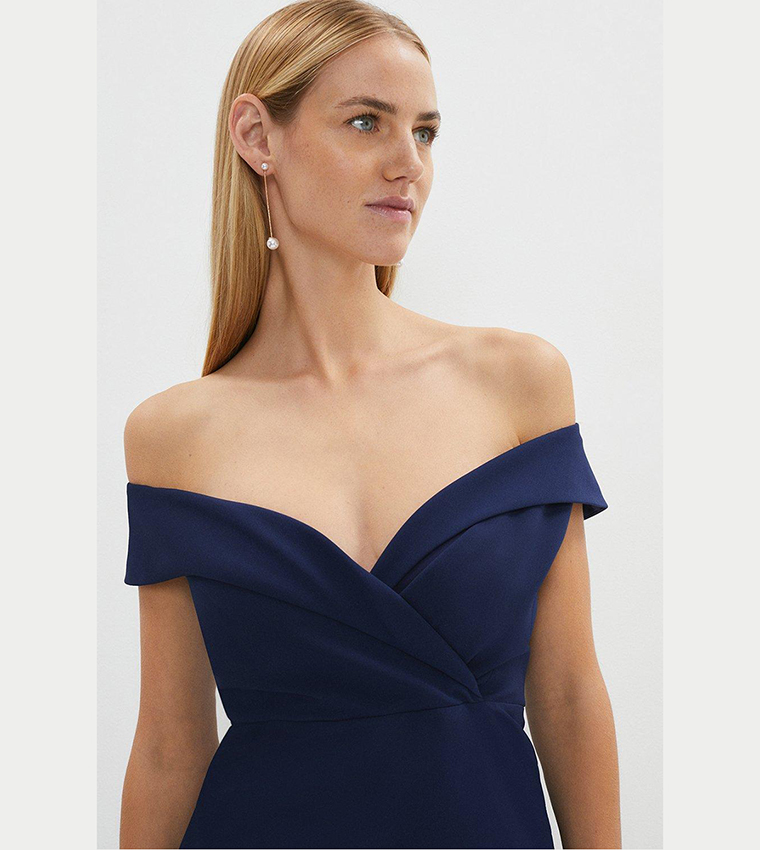 Buy Coast Bardot Cross Front Puddle Hem Maxi Dress In Navy | 6thStreet ...