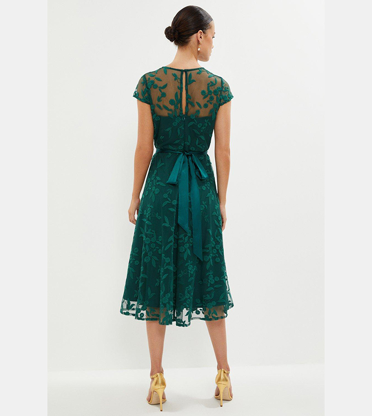 Buy Coast All Over Embroidered Midi Dress In Forest | 6thStreet Kuwait