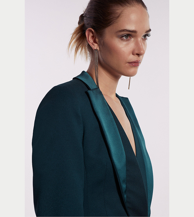 Buy Coast Premium Tailored Satin Trim Blazer In Forest | 6thStreet Qatar