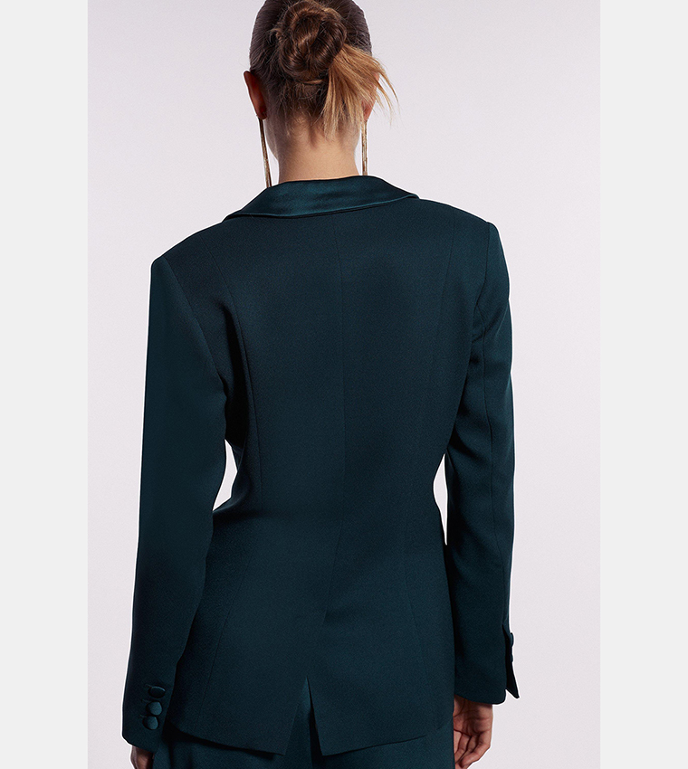 Buy Coast Premium Tailored Satin Trim Blazer In Forest | 6thStreet Qatar