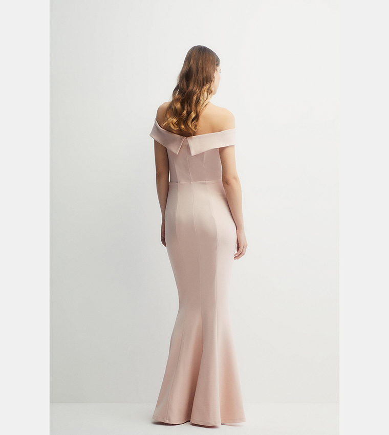 Buy Coast Sculpting Crepe Bardot Fishtail Bridesmaids Maxi Dress In ...
