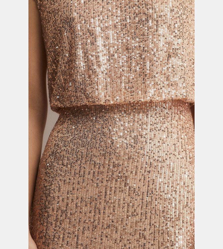 Buy Coast Blouson Top Fishtail Sequins Bridesmaids Maxi Dress In ...