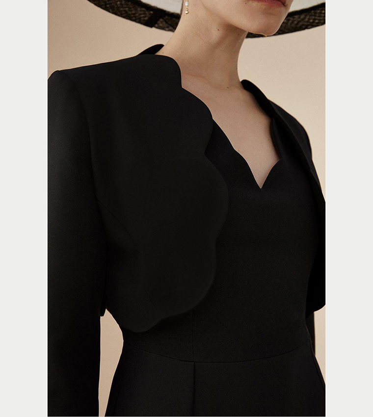 Buy Coast Lisa Tan Scallop Edge Jacket In Black | 6thStreet Kuwait