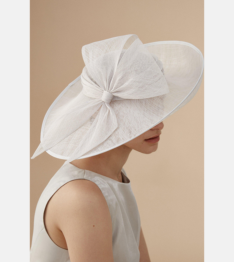 Buy Coast Lisa Tan Oversized Bow Wide Brim Hat In PALE GREY | 6thStreet ...