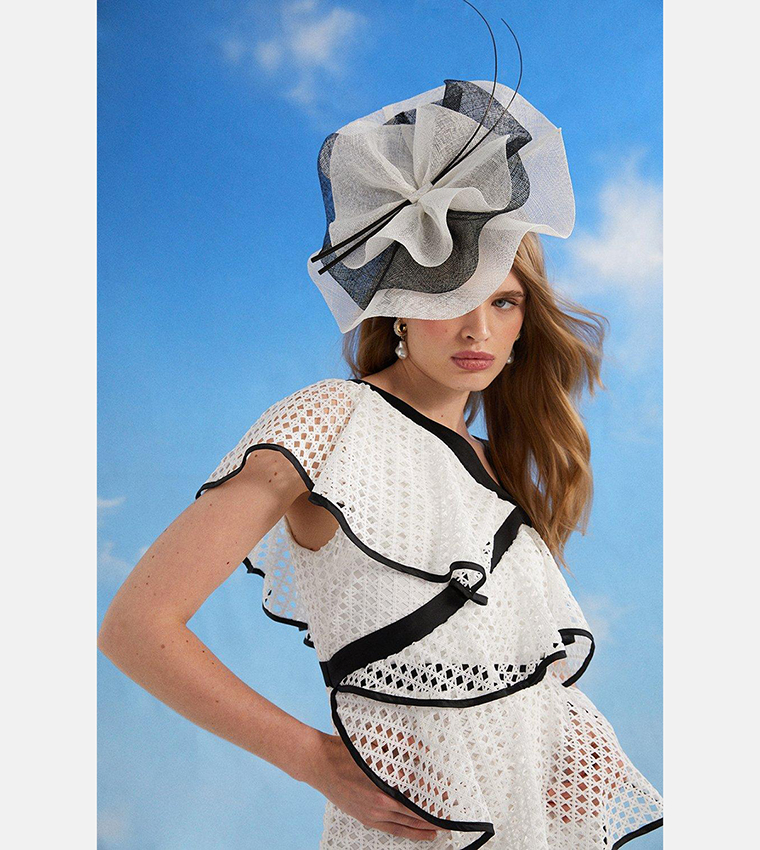 Buy Coast Lisa Tan Ruffle Layered Fascinator With Quills In Multiple ...