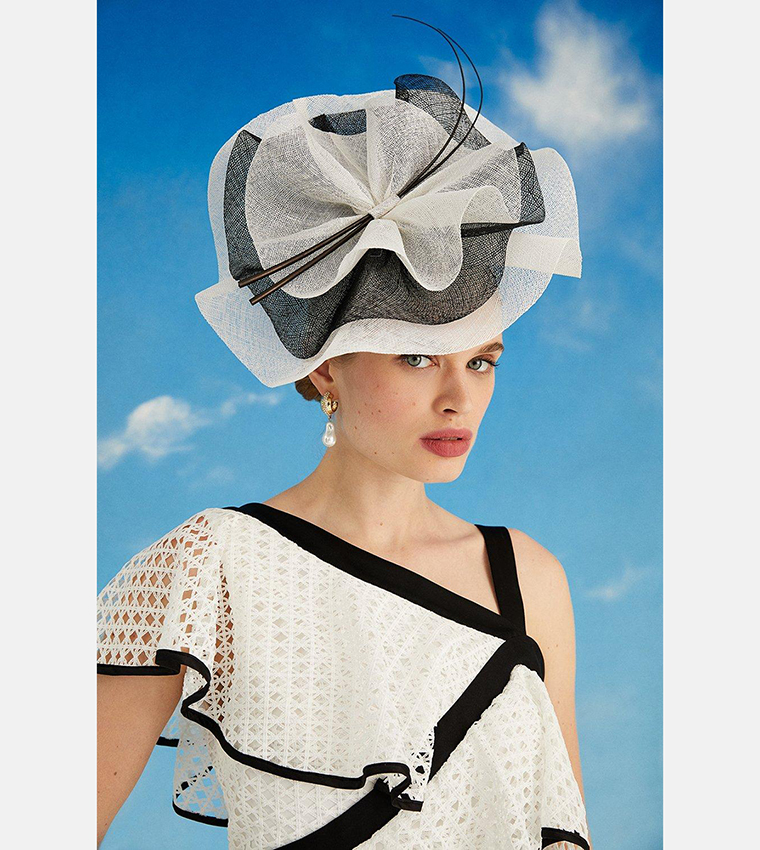 Buy Coast Lisa Tan Ruffle Layered Fascinator With Quills In Multiple ...
