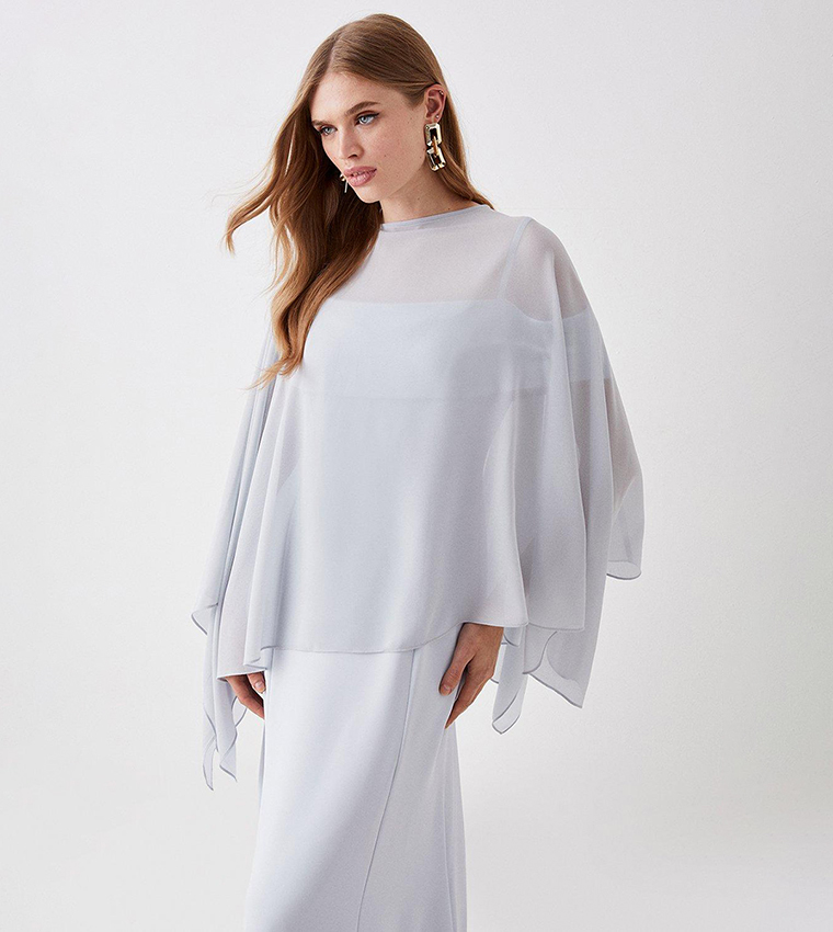 Buy Coast Solid Chiffon Cape Top In Silver | 6thStreet UAE