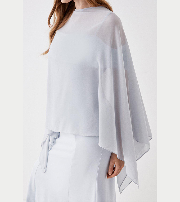 Buy Coast Solid Chiffon Cape Top In Silver | 6thStreet UAE