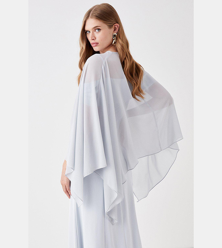 Buy Coast Solid Chiffon Cape Top In Silver | 6thStreet UAE