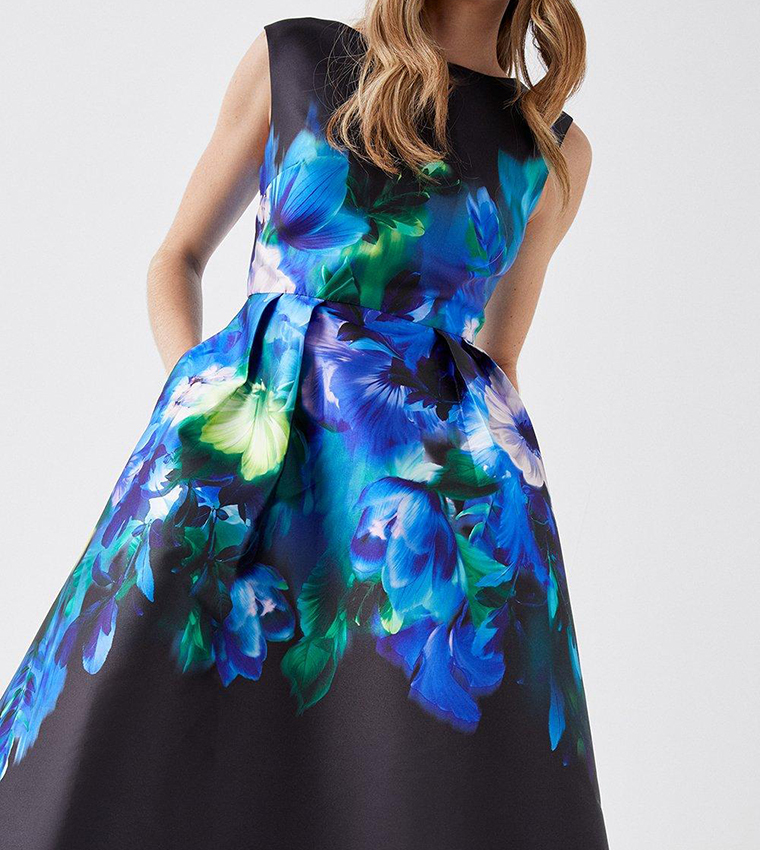 Buy Coast Patterned Structured Midi Dress In Black | 6thStreet Kuwait