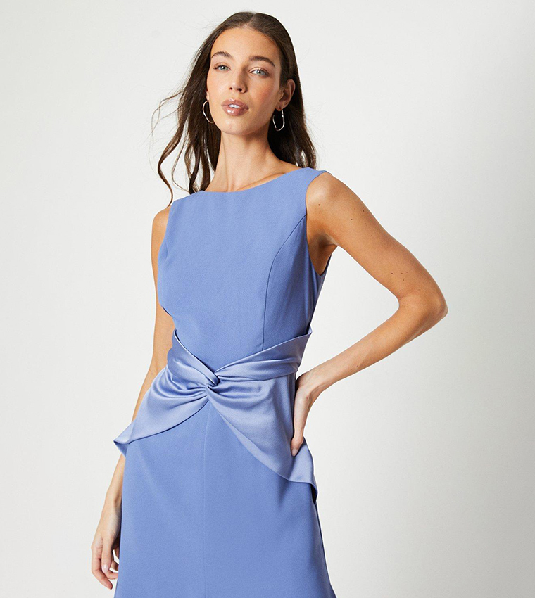 Buy Coast Twist Detail Satin Back Crepe Midi Dress In Blue | 6thStreet UAE