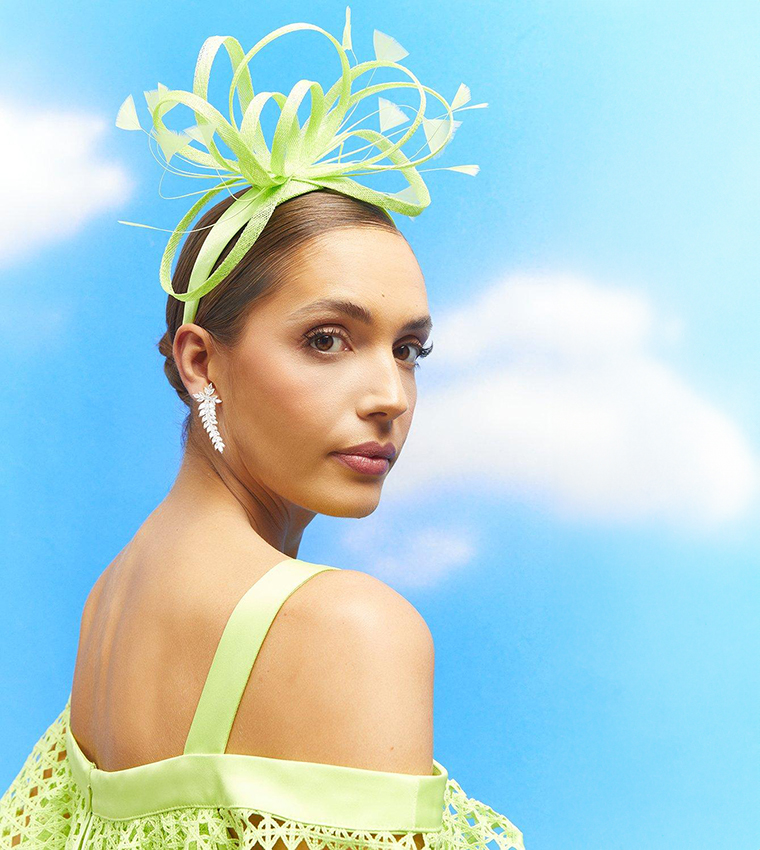 Buy Coast Lisa Tan Loop And Feather Detail Headband In Green ...