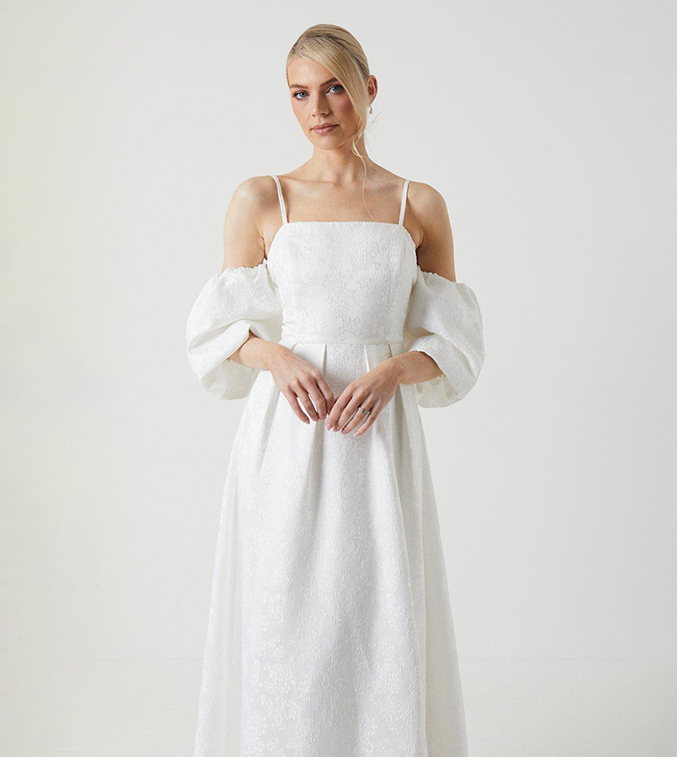 Buy Coast Detachable Puff Sleeves Bandeau Wedding Dress In White ...