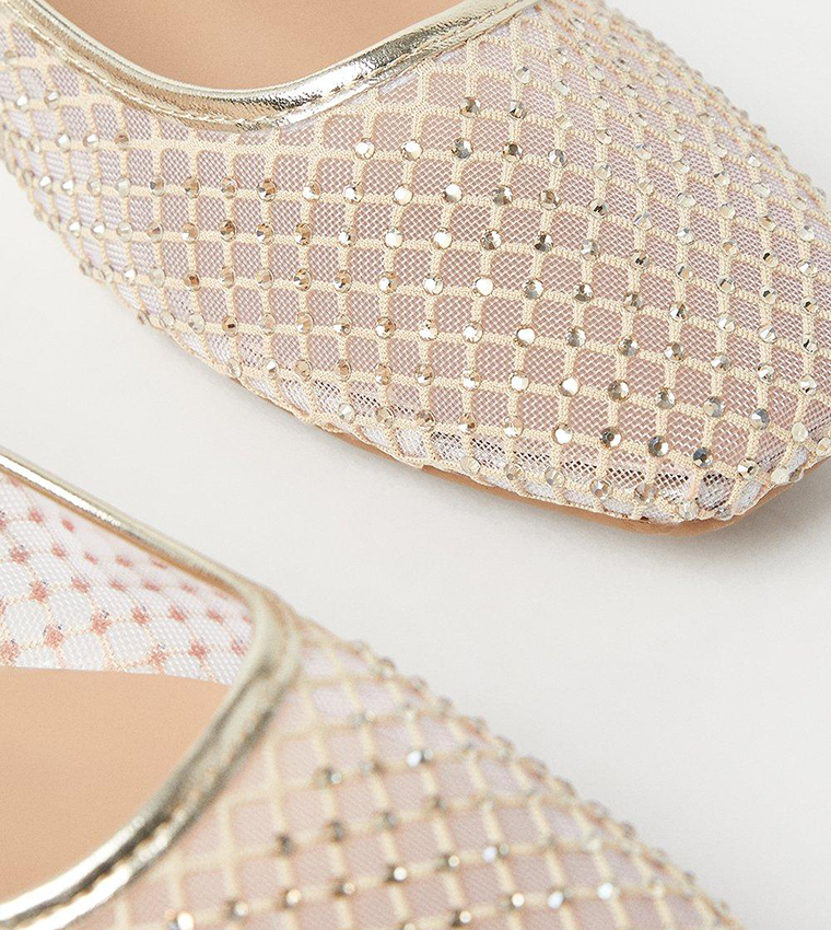 Buy Coast Lisbon Mesh Diamante Ballerinas In Gold | 6thStreet Saudi Arabia