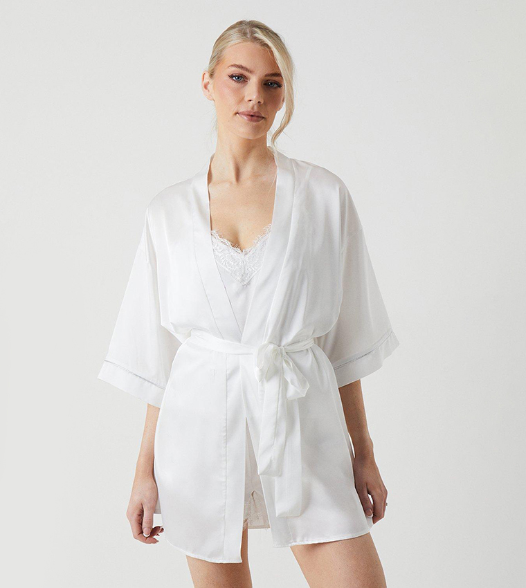 Buy Coast Outlet Embroidered Satin Bridal Night Robe In White ...